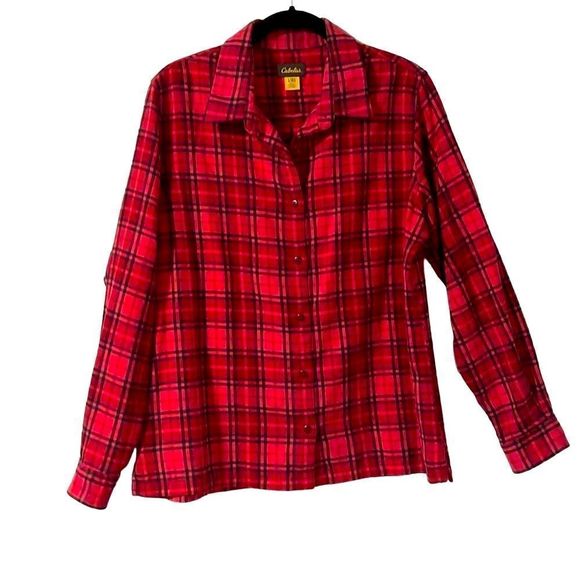 Cabela's | Tops | Cabelasplaid Flannel Button Up Shirtin Deep Rose Red ...